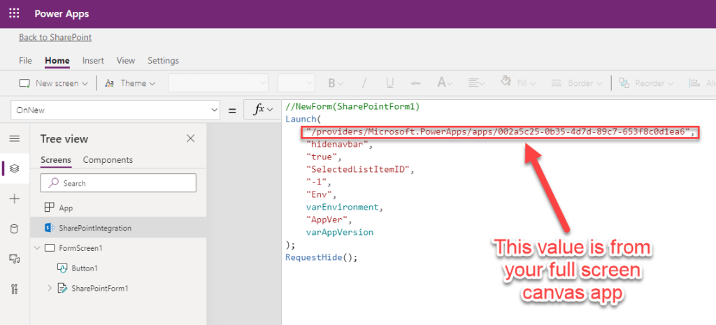 How to associate full screen Power Apps Canvas App with SharePoint List ...